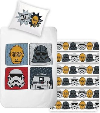 Disney Home Star Wars Wendebettwäsche Set 140x200 - Kopfkissenbezug 60x70 - Super weiche Renforce 100% Baumwolle, 2-teilig Star Wars Bettwäsche, Weich und an
