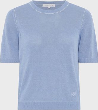 Gerard Darel Pull &agrave; col rond en lin m&eacute;lang&eacute; - LOUMIA - Bleu ciel