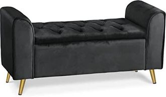 Menzzo Winnie Sitzbank mit goldenen F&uuml;&szlig;en und Samtbezug Schwarz