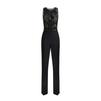 Elisabetta Franchi Jumpsuit aus Krepp mit Stickereien - - Jumpsuits & Playsuits - Damen - Schwarzk - S