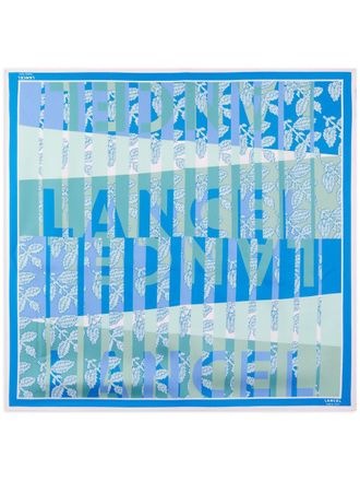 Lancel foulard en soie &agrave; fleurs - Bleu