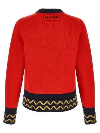 Marni Color-Block Wool Sweater - Red