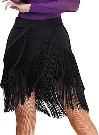 Feoya Ceinture Jupe de Danse Latine Costume Tenue Foulard Danse du Ventre à Franges Echarpe de Hanche Danse Orientale Halloween Déguisement Practice Spectac