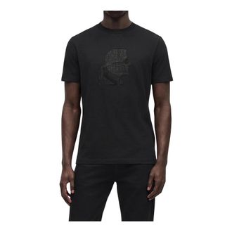 Karl Lagerfeld T-shirt col rond - Homme - Tops - Noir - Taille: 2XL