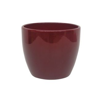 Leni Sylt Blumentopf Übertopf Keramik rund glänzend Weinrot 28 cm Durchmesser Pflanztopf für Zimmerpflanzen