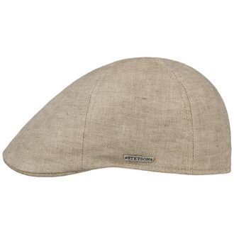 Stetson Texas Just Linen Flatcap Damen Herren Made in EU Leinen Baumwolle gef&uuml;ttert Schirmm&uuml;tze sechsgeteilt Metall-Emblem Fr&uuml;hling Sommer beige-meliert XXL (