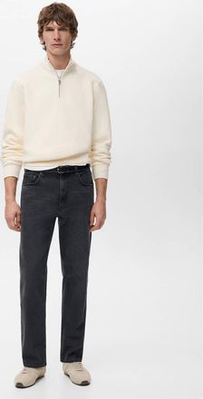 Mango Sweat avec col zipp&eacute; int&eacute;rieur soft-touch blanc - Homme - XXL - MANGO MAN