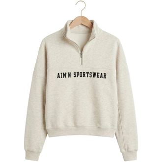 Aim'n Varsity Sweat Half Zip - - Sweatshirts & Hoodies - Damen - Beige - L