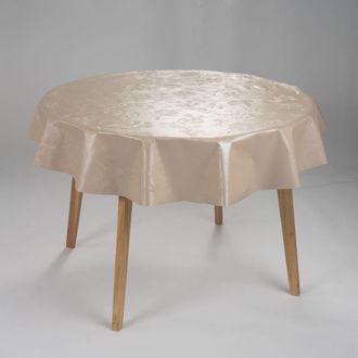 Laro runde 140 cm Wachstuchtischdecke wachstischdecke abwashbar PVC tischdecke Wachstuch wasserabweisend Garten tischdecke, Muster:Dahlia Geprägt Beige, Gr