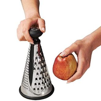 Nava MISTY Râpe conique ronde en acier antidérapant avec 3 surfaces de râpe pour légumes, fruits, fromage, Argenté