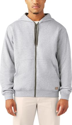 Dickies Herren Full Zip Thermal Lined Fleece Hoodie Kapuzenpullover mit durchgehendem Rei&szlig;verschluss, Thermofutter, Meliert, grau, Small
