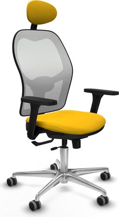 Piqueras y Crespo Ergonomischer Arbeitsstuhl mit 3D-Armen, h&ouml;henverstellbarer Lendenwirbelst&uuml;tze und festem Kopfteil, ausgestattet mit Syncro/Traslack und eingespritzte