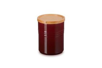 LE CREUSET Le Creuset Pot de Conservation M en C&eacute;ramique avec Couvercle en Bois, C&eacute;ramique, 540 ml, 10 cm, Garnet, 60825549490099