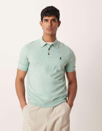 Polo Ralph Lauren Polohemd aus Baumwollstrick in Hellgr&uuml;n mit Markenlogo