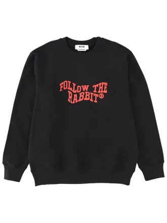Msgm Graphic Cotton Sweatshirt - Black