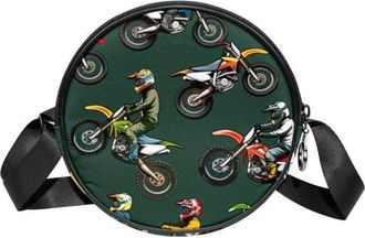 Generic Petit sac &agrave; bandouli&egrave;re Circle pour femme, sac de moto avec fermeture &eacute;clair, bretelles r&eacute;glables, sac &agrave; main rond d&eacute;contract&eacute; pour femmes et filles