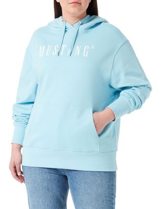 Mustang Jeans Damen Style Bianca H Logo Kapuzenpullover, Aquamarine 5042, L