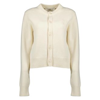 Ami Wei&szlig;er Herz Cardigan Wolle Kaschmir - - Knitwear - Damen - Wei&szlig; - XS