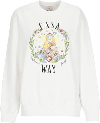 Casablanca Femme, Sweatshirts et sweats &agrave; capuche, Blanc, Taille: 40 FR Casa Way Mountain SweaT-shirt