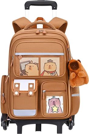 Generic Rolling Rucksack - Schultasche mit Kapazit&auml;t 45L, Einziehbarer Griff, Haltbares Handgep&auml;ck Auf R&auml;dern | Capybara Design Reisen F&uuml;r M&auml;dchen Jungen Gesc