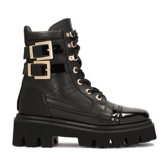 Kazar Lederstiefel mit lackierten Elementen - - Shoes - Damen - Schwarzk - 40 EU