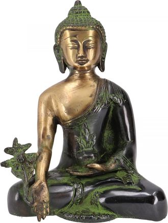 Guru Shop Buddha Statue aus Messing Medizin Buddha 18 cm - Modell 5