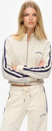 Superdry Athletic Essentials - Trainingsjacke in W&uuml;stenknochen-Wollwei&szlig; mit Logo