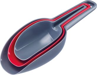 Westmark Back-/Abwiege-/Abfüllschaufel-Set, 3-tlg., Füllvolumen: 50/100/150 ml, ineinander steckbar, Kunststoff, BPA-frei, Trionale, Anthrazit/Rot, 90902270
