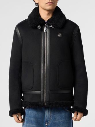 Philipp Plein Blouson en faux daim avec col en fourrure