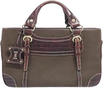 Celine Pre-owned Sac &agrave; main Boogie en toile et cuir - Femme - Pre-owned - Brun - Taille: ONE Size