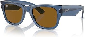Ray-Ban Mega Wayfarer Bio-based Sonnenbrillen Blau Transparent Fassung Braun Glas 51-21