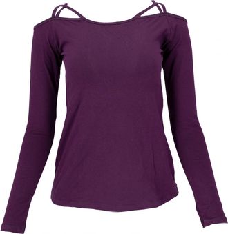Guru Shop Goa Shirt, Boho Shirt - Plum, Damen, Baumwolle, Size:L/XL