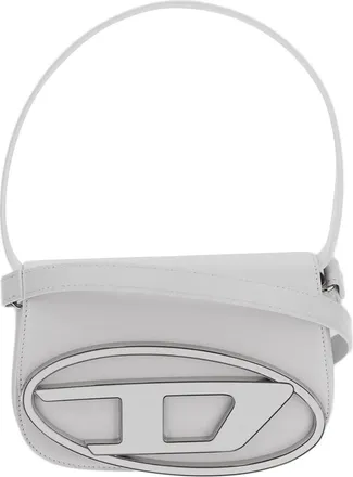Diesel Hobo Bags - 1Dr White Shoulder Bag With Oval D Patch In Leath - Gr. unisize - in Weiß - für Damen
