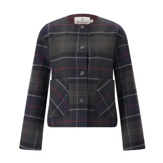 Barbour Veste Myla en m&eacute;lange de laine &agrave; carreaux - Femme - Vestes - Vert - Taille: 40 FR