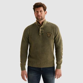 PME Legend Strickpullover mit kurzer Knopfleiste