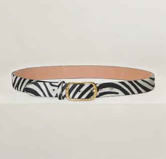 Reptiles House Alma Schnalle und 30 mm nahtloser Ponyfell gürtel - Zebra