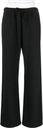 Alexander Wang Femme, Pantalons, Noir, Taille: 40 FR Wide Leg Pantalons de surv&ecirc;tement