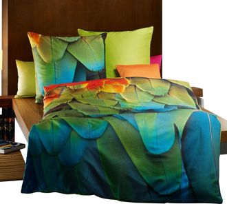 Kaeppel Mako-Satin-Bettwäsche Digitaldruck Exotique, 2-tlg., mit Reißverschluss 80X80/135X200 CM