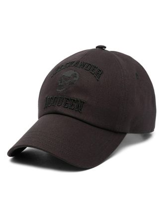 Alexander McQueen casquette &agrave; logo brod&eacute; - Marron