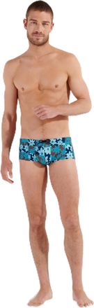 HOM Herren Mervyn Kurze Badehose Swim Trunks, Blumendruck Naif in Blautönen, S