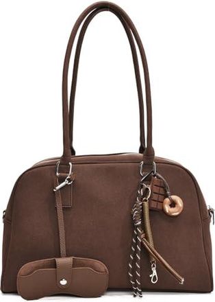 Generic Sac &agrave; main en cuir pour femme avec pendentif tendance grande capacit&eacute; d&eacute;contract&eacute; pour le travail et les voyages, caf&eacute;, 14.96x8.66x5.12inch