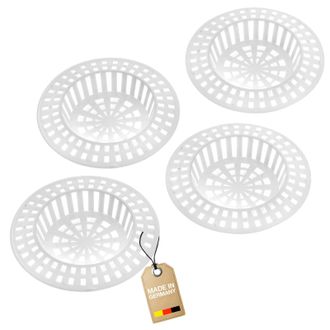 Westmark 4 Abfluss-Siebe/Ausgussfilter - Ideal im Spülbecken in der Küche gegen Essensreste oder als Haarsieb im Bad - ø 7 cm, rund, Kunststoff, weiß, 520722E3