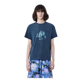 ERL Erl, Homme, Tops, Bleu, Taille: M T-shirt Puke