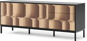 Vicco Lowboard Eliza, noir/chêne, 150x60cm avec 3 tiroirs