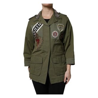Dolce & Gabbana Military Green Queen Embellished Coat Jacket - - Jackets - Damen - Gr&uuml;n - S