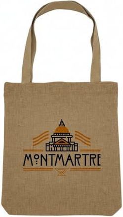 Fabulous Sac Shopping Tote Bag Aspect Lin - Montmartre Paris France Luxe Style Architecture - Sac de Courses Toile Epaisse 360g Beige Naturel Cabas Port&eacute; Epaul