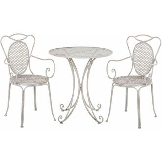 Beliani Bistroset grau Metall 2er Balkon Terrasse Garten romantisch