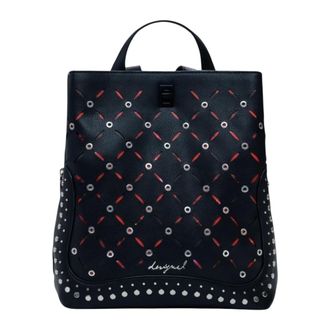 Desigual Femme, Sacs, Noir, Taille: ONE Size Sac à dos femme avec patch en métal