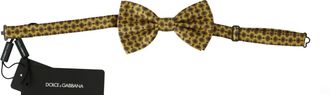 Dolce & Gabbana Mens Yellow Pattern Silk Adjustable Neck Tie