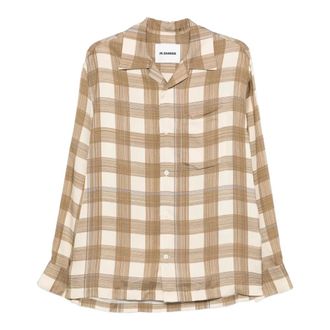 Jil Sander Homme, Chemises, Beige, Taille: M Chemise &agrave; carreaux